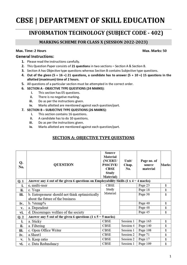 Class 10 Artificial Intelligence Sample Paper 2022 23 Vrogue co