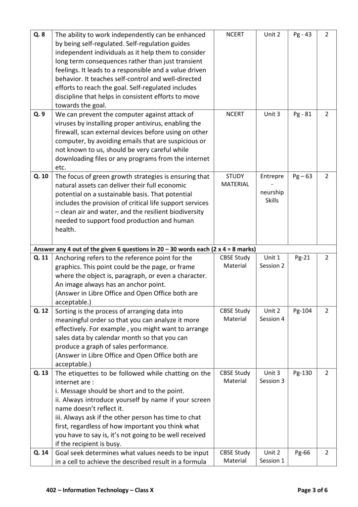 Class 10 IT Sample Paper 2023-24 code 402 PDF | IT 402 Class 10 Sample ...