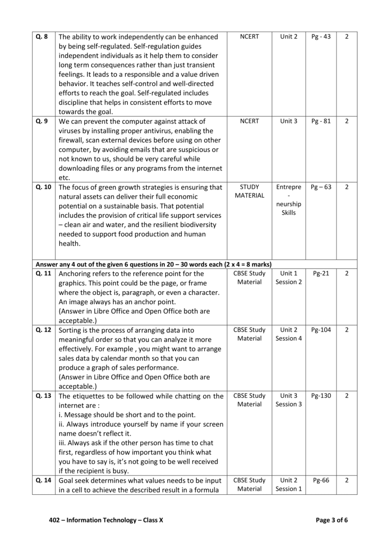 Class 10 IT Sample Paper 2023-24 code 402 PDF | IT 402 Class 10 Sample ...